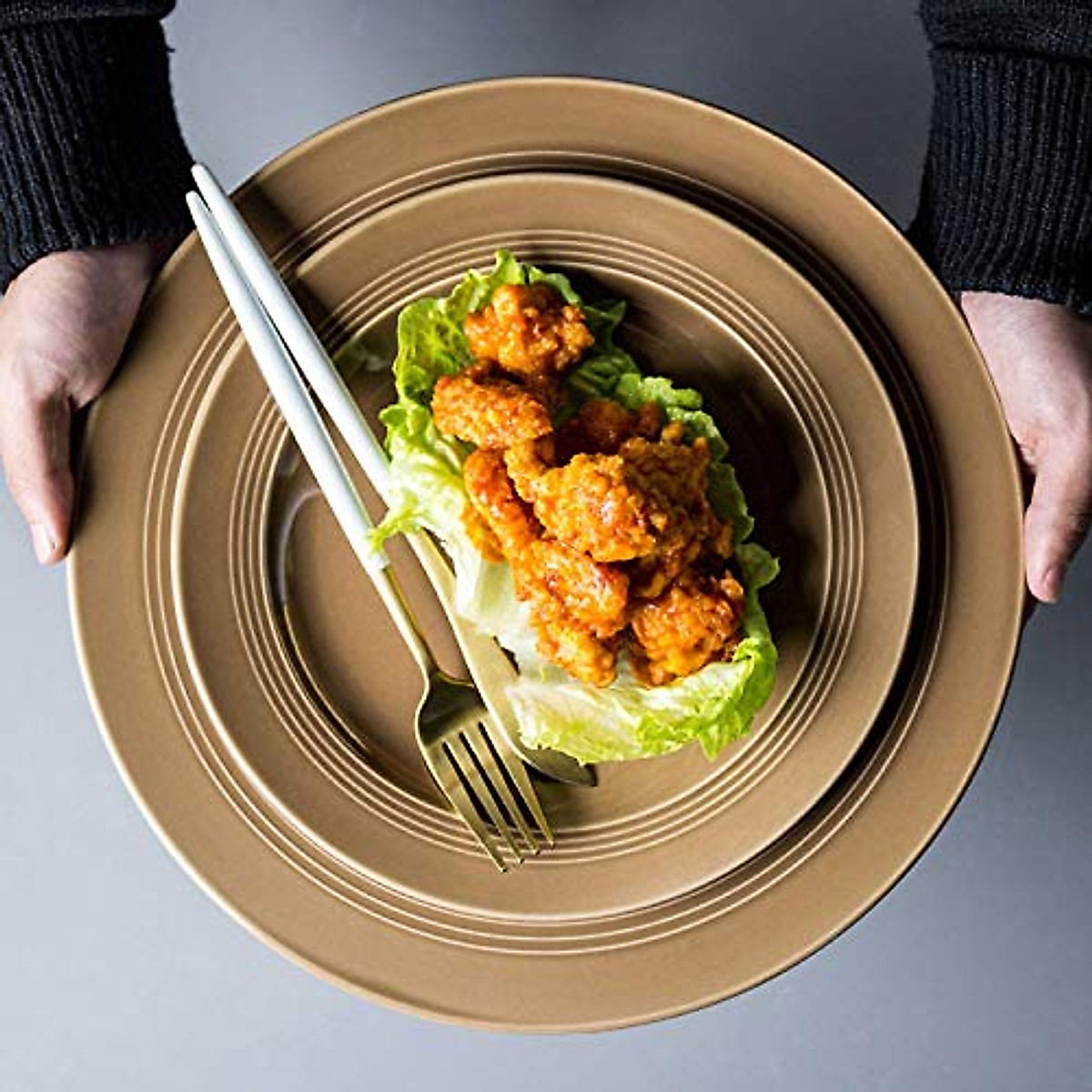 GagalU Dinner Set,Porcelain Dinnerware Sets, Modern Minimalist Style Salad Bowls and Steak Plates Sets | 22 Pieces Ceramics Dinner Combination Set with Mug for Restaurant