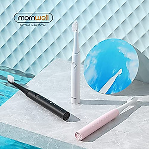 mornwell Sonic Electric Toothbrush T27 Electric Toothbrush with 4 Dupont Brush Heads Ultra Sonic Motor 3 Modes & Smart Timer Rechargeable Electric Toothbrush for Teenagers and Adults