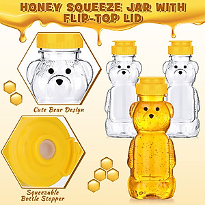 Thenshop 48 Pcs 8oz Plastic Honey Bear Bottle Empty Honey Squeeze Bottle Bear Shaped Honey Containers Honey Bear Cup Bear Honey Bottle Jars with Yellow Flip Top Lid for Storing and Dispensing, Clear