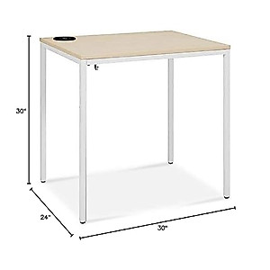 Brite Table Desk 30" W x 24" D x 30" H - Light Maple Top/White Steel Frame - Commercial Quality