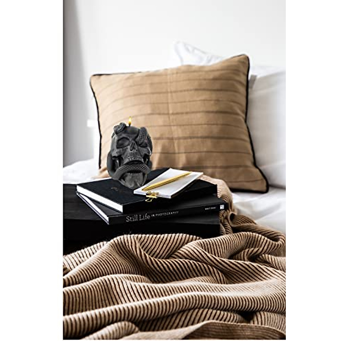 Kobi & Knight Black Skull Candle Set - XL Skull Goth Candle with Snake and Spine in Coffin Gift Box - Gothic Candles for Spooky Halloween Decorations - Creepy Candles for Goth Decor - Skeleton Candle