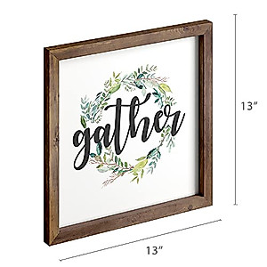 Barnyard Designs Gather Sign Rustic Primitive Country Farmhouse Home Decor Wall Sign 13" x 13”