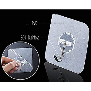 30 PCS Adhesive Hooks Wall Hanger Hook 13lb(Max), Bathroom Kitchen Transparent Reusable Seamless Scratch Wall Hooks for Bathrobe Coats Ceiling Hanger,Hanging Waterproof Plastic Hooks