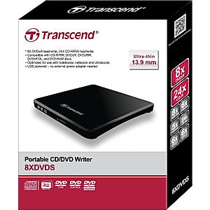 Transcend 8K Extra Slim Portable DVD Writer Optical Drive (TS8XDVDS-K)