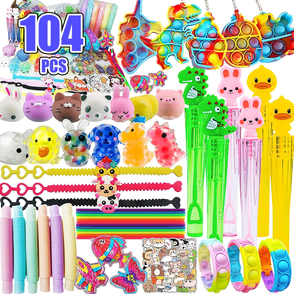 104 PCS Party Favors Toys for kids,Assortment Premium for All Ages kids Grils,Goody Bag Fillers,classroom prizes,Treasure Chest,Prize Box Toys, pinata stuffers,Carnival Prizes for Boys and Girls 4-10