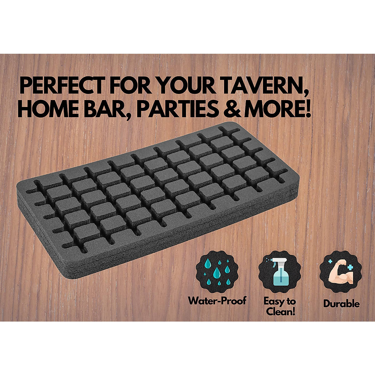 Polar Whale Bar Mat Durable Black Foam Modern Drip Spill Tray for Bar Home Kitchen Club Party Serving Rack Cocktail Professional Drink Mixing Bartender Service Non-Slip Non-Scratch 12 x 6 Inches