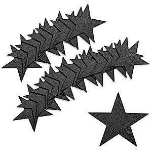 50pcs Glitter Star Cutouts, 6inch Twinkle Star Glitter Paper Confetti Star Shape Paper Cut Outs for Bulletin Board Classroom Wall Party Supplies (Black)