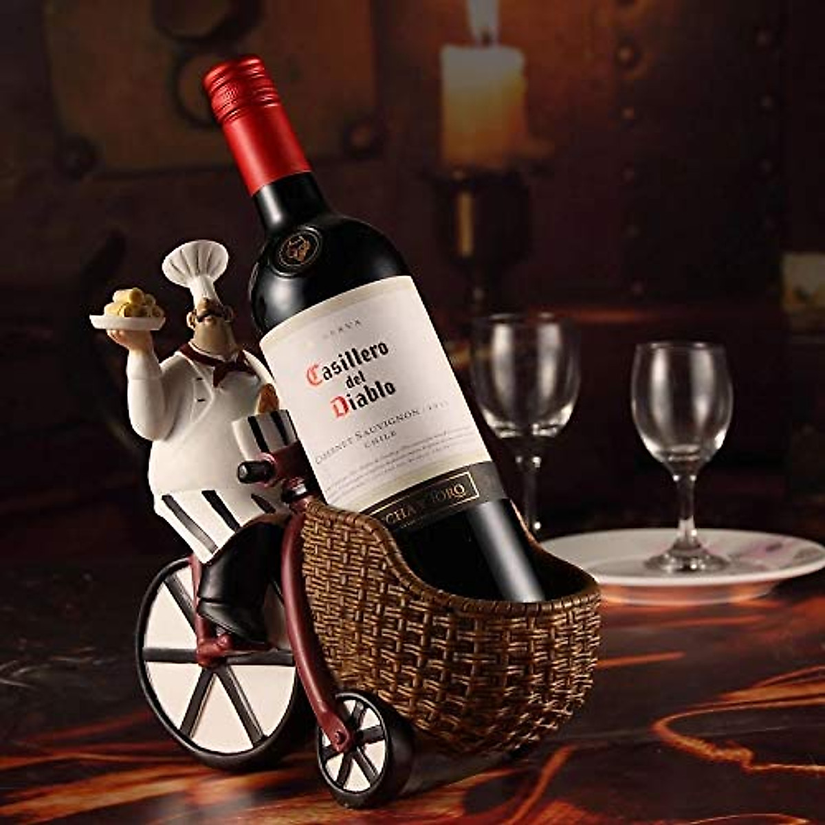 n/a European Chef Wine Rack Resin Crafts Western Restaurant Home Decorations Ornaments Kitchen Wine Cabinet Window