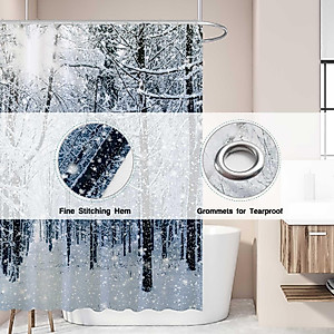 Allenjoy 72" x72" Winter Forest Shower Curtain for Bathroom Sets Snowy Its Cold Outside Home Bath Bathtub Decors Decoration Durable Waterproof Fabric Machine Washable Curtains