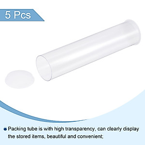 MECCANIXITY Clear Storage Tube 1 5/8"x7.5"(41mmx190mm) Lightweight for Bead Containers, Craft, DIY with White Caps 5 Pack