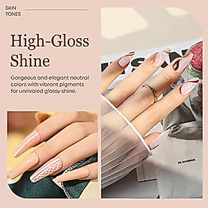 modelones Gel Nail Polish Kit -6 Colors Nude Pink Gel Polish Set Skin Tones Neutral Brown Soak Off Gel Nail Kit Manicure DIY Nail Art Salon Home Gift