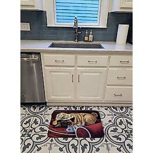 Caroline's Treasures Pug Goodnight Sweetheart Machine Washable Memory Foam Mat doormats, Multicolor