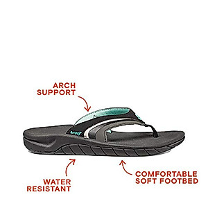 Reef Women's Sandals, Girls Slap 3, Black/Black/Aqua, 5