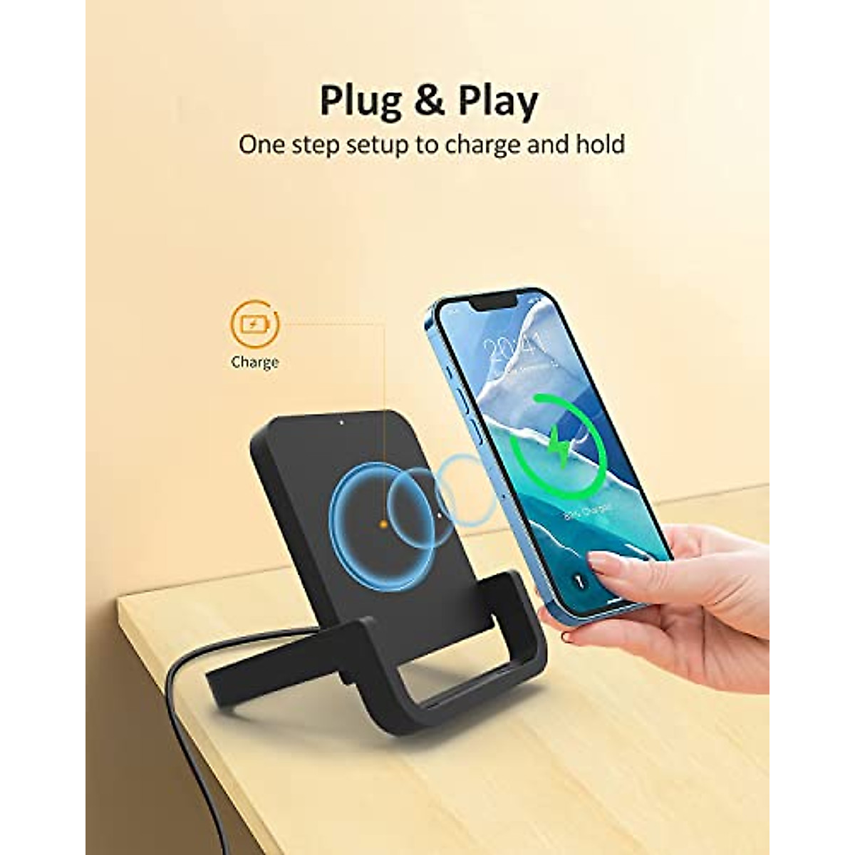 Wireless Charger, BUBEYYIE Fast 10W Charging Stand Compatible with iPhone 14 13 12 11 Pro XR XS X 8 Plus Samsung Galaxy S22 S22 S20 S10 Note 20 10 Google LG and Other Cell Phones (Black)