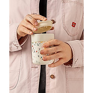 W&P Porter Ceramic Mug w/ Protective Silicone Sleeve, Terrazzo Cream 12 Ounces | On-the-Go | Reusable Cup for Coffee or Tea | Portable | Dishwasher Safe