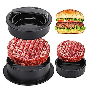 Hamburger Press Patty Maker, Burger Press, 3 in 1 Non-Stick Meat Beef Veggie Hamburger Patty Mold, Kitchen Gadgets to Make Patty for Stuffed Burgers Slider BBQ Barbecue Grilling