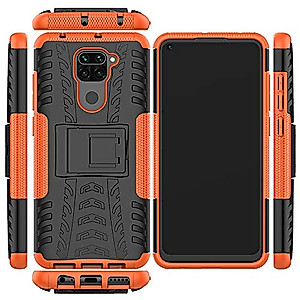 ISADENSER Phone Case for Redmi Note 9, Redmi Note 9 Cover Redmi Note 9 Slim Case Heavy Duty with Kickstand Dual Layer Drop Protection Shockproof Hard Phone Case for Redmi Note 9 Hyun Orange