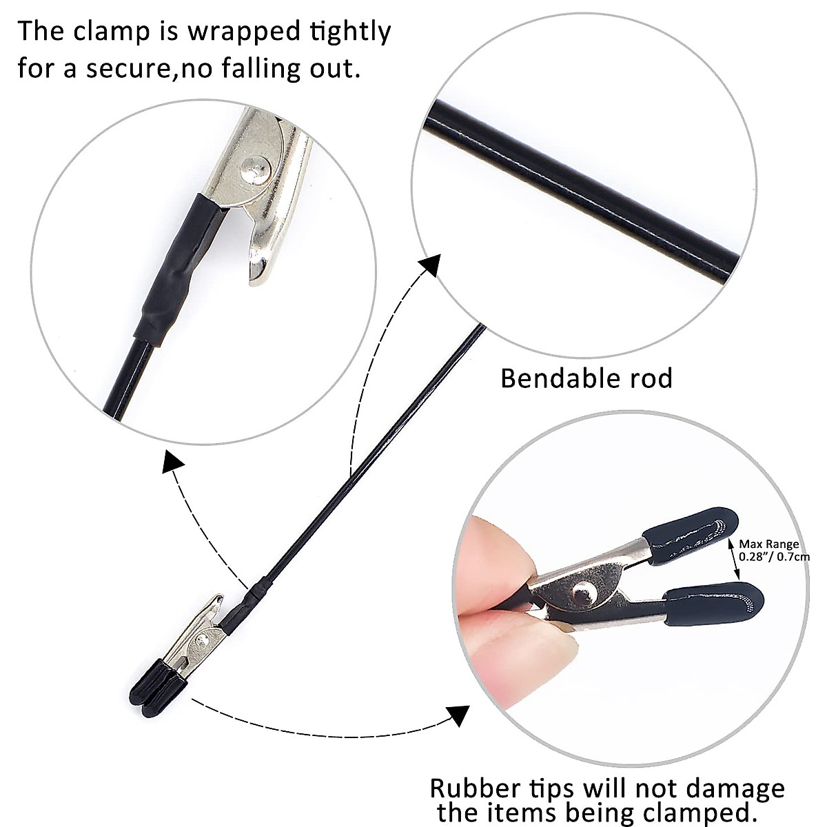 20 Pack Bendable Model Painting Alligator Clip Stick with Rubber Tips,Metal Wire Clamps Long-Tailed Clasp for Airbrush Hobby Model Parts