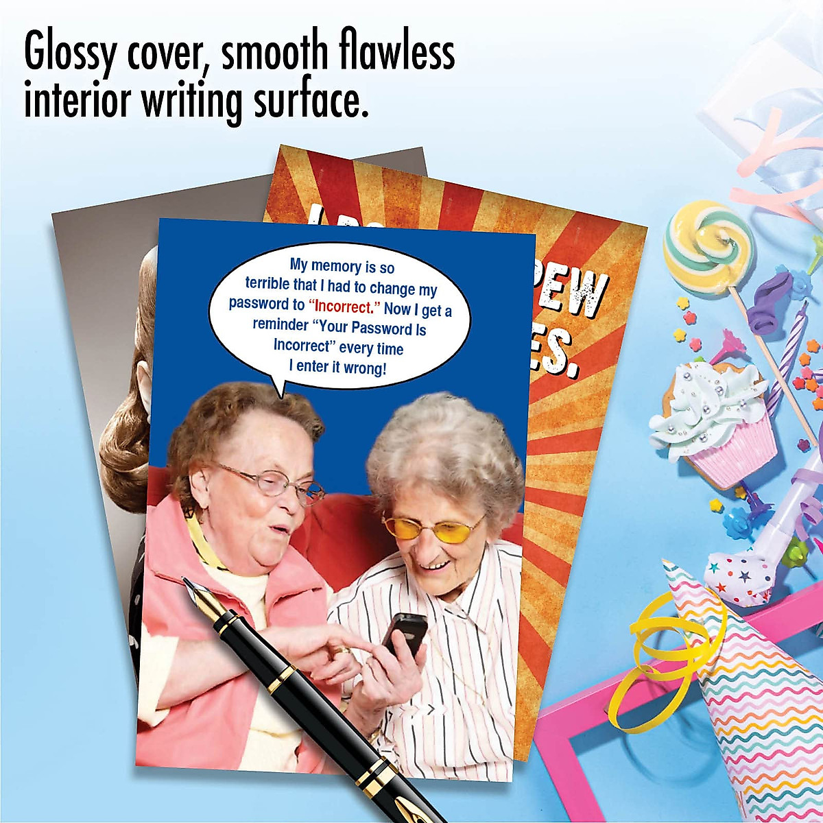 NobleWorks Assorted 3 Pack, Funny Naughty Retro Birthday Cards for Women with 5 x 7 Inch Envelopes (3 Designs, 1 Each) Laughing Ladies VC2807BDG-C1x3