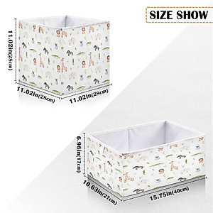 Kigai Safari Animals Rectangular Storage Bins - 16x11x7 In Large Foldable Storage Basket Fabric Storage Baskes Organizer for Toys, Books, Shelves, Closet, Home Decor