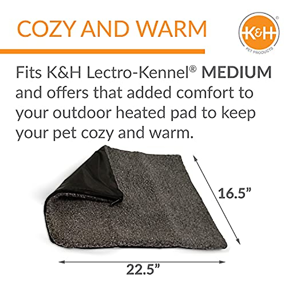 K&H Pet Products Lectro-Kennel Heated Pad Deluxe Cover (Pad not included) Gray Medium 16.5 X 22.5 Inches