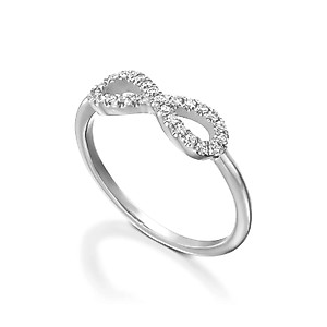 CTIEIP 10K 14K 18K White Gold 0.13 Cttw Natural Diamond Infinity Ring for Women Infinity Promise Ring Jewelry Gift for Wife (0.13 Cttw, G-H Color, SI1-SI2 Clarity)