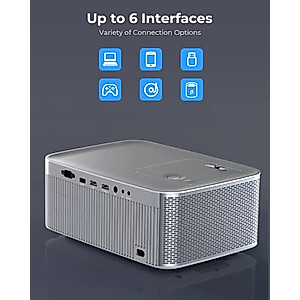 Projector with WiFi and Bluetooth, TURBOAMP 5G Native 1080P Movie Projector, 4K Supported, 300 ANSI lm 200" Display Home Movie Theater Projector, Compatible w/TV Stick/Phone/PC/PS5