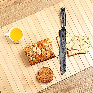 Kitchen Emperor Bread Knife, Serrated Knife 9 inch, Premium German High Carbon Stainless Steel Kitchen Knives with Comfortable Pakka wood Handle