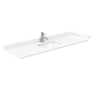 Miranda 66 Inch Single Bathroom Vanity in White, White Cultured Marble Countertop, Undermount Square Sink, Brushed Nickel Trim
