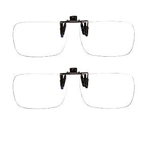 FONHCOO Blue Light Blocking Glasses 2 Pack Clip on for Women & Men - Clips On Your Prescription or Reading Glasses Lightweight Rimless Frameless Anti-Glare, Anti-Fatigue
