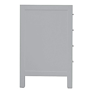 ARIEL 42" Grey Bathroom Vanity Base Cabinet, Right Offset Sink Configuration, 2 Soft Closing Doors, 9 Full Extension Dovetail Drawers, Brushed Nickel