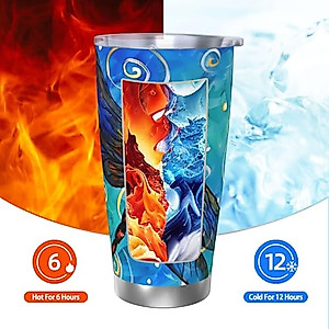 Butterflies and Dragonflies 20oz Tumbler Stainless Steel Vacuum Insulated Coffee Travel Mug, Durable Insulated Coffee Travel Mug with Splash-Proof Lid Metal Straw and Brush Thermal Cup for Outdoor