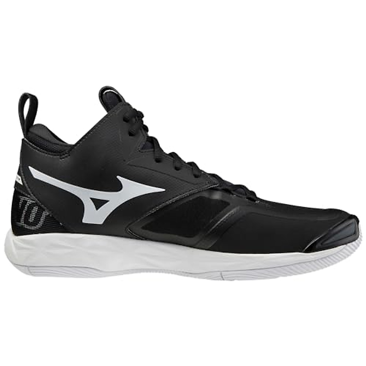 Mizuno Unisex Adult Wave Momentum Mid Volleyball Shoe 10 1/2, Black/White, 12 Women/10.5 Men US