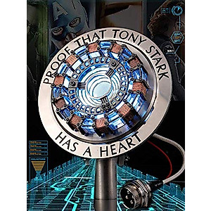 New Version 1:1 Iron Man Arc Reactor MK1,with LED Light, Tony Stark has a Heart Touch Sensitive, No Remote Control Required,Totally Easy Assembly ,USB Interface (with Display Case)