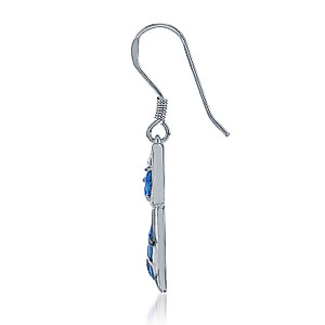Sterling Silver Created Blue Cat Earrings