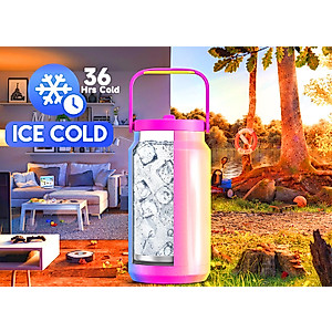 Meoky 50 oz Tumbler with Handle, Stainless Steel Vacuum Insulated Water Bottle, Keeps Cold for 36 Hours, 100% Leak Proof, BPA-free, Non-slip Base (Carnival)