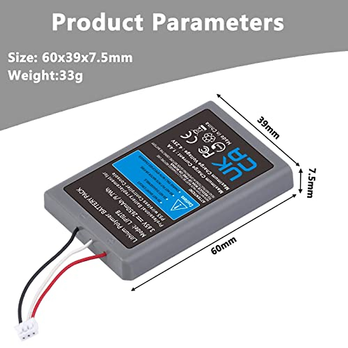 PS5 Controller Battery Replacement, 2 Pack 2650mAh Lip1708 Battery PS5 for Sony PS5 Playstation 5 DualSense CFI-ZCT1W Wireless Controller