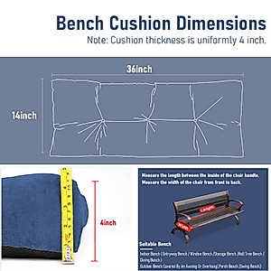 ROFIELTY Bench Cushion 36 inch, Non Slip Thickened Piano Bench Cushion, Durable Outdoor/Indoor Bench Seat Pads (36x14x4 inch, [ Indoor ] Dark Blue)
