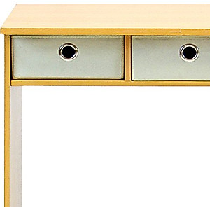 Furinno Go Green Home Laptop Notebook Computer Desk/Table with 2 Drawer Bins, Beech/Ivory/White