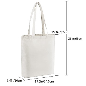 Faylapa 6 Pcs Canvas Tote Bags,Heavy Duty and Strong Easter Hunter Bag Shopping Grocery Bag Blank Cotton Bags for Decorating Crafts DIY,Painting (White, 13.6"x 15.3")
