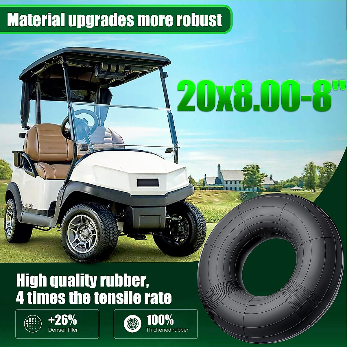 20x8.00-8 Inner Tubes, 20x10x8 Inner Tube, 20x8x8 Tube for Lawn Mower, Tractor, Golf Cart, Garden Carts, Hand Trucks, Garden Trailer, Snow Blower, Wheelbarrow, with TR13 Straight Valve Stem (2 Pack)