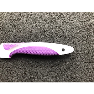 Ceramic Knife Set One 6" Chef Knife & One 4" All Purpose Knife With Large Ergo-Handle (Purple & White)