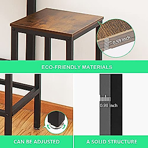 Coral Flower Set of 2 Bar Chairs, Kitchen Breakfast Bar Stools with Footrest, Industrial in Living Room, Party Room, Rustic Brown