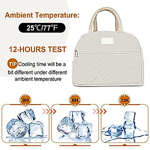 NisuAM Lunch Bag for Women, Large Capacity Insulated Lunch Box Tote for Hot and Cold Food - Portable and Reusable Adult Lunch Bags for Work, Office, Picnic, Camping, and Trip Beige