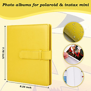 Ruibytree 256 Pockets Mini Photo Album - Fits for Fujifilm Instax Mini 12 Mini 11 Mini 9 Mini 8 Mini 40, Polaroid Snap PIC-300, Kodak Mini 3-Inch Film(Yellow)