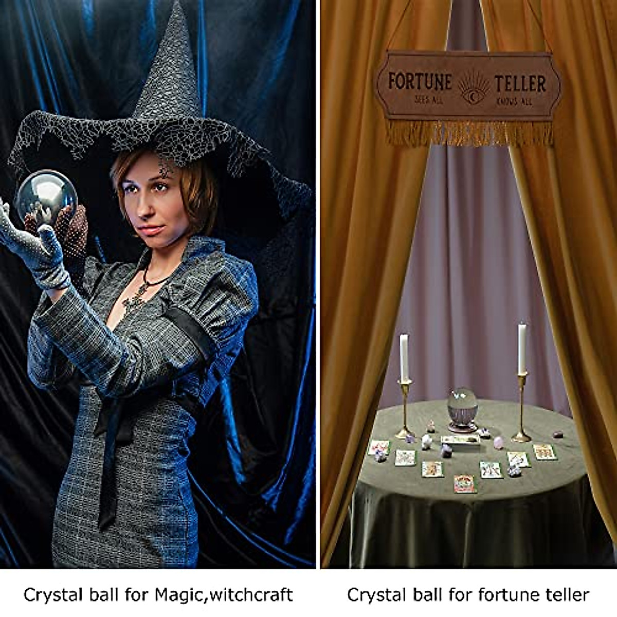 Modaier Crystal Ball 80mm Crystal Ball with Wooden Stand and Gift Box for Magic,lensball Photography,Family Decorative,Fortune Teller,Feng Shui,Witchcraft,Witchy Gifts,Witch Decor,and Halloween Decor