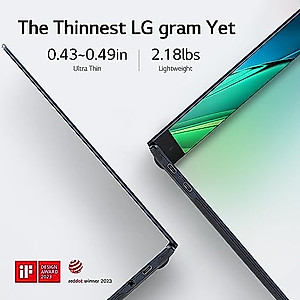 LG gram SuperSlim 15.6” OLED Laptop, Intel 13th Gen Core i7 Evo Platform, Windows 11 Home, 16GB RAM, 1TB SSD, Neptune Blue