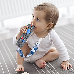 Eascrozn Baby Teething Toys Set of 2, Remote Control Shape Teethers for Babies 6-12 Months Chew Toys, BPA Free, Soft Silicone Teether Sensory Exporation and Teething Relief Baby Toys