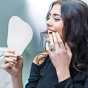 Jetec 2 Pieces Tooth Shaped Handheld Mirror Cute Makeup Mirror Hand Held Plastic Dental Mirrors with Handle Cosmetic Hand Mirror Back to School for Women Men Gifts(White, Purple)