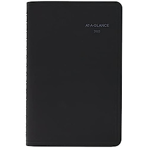 AT-A-GLANCE 2023 Weekly & Monthly Planner, QuickNotes, Hourly Appointment Book, 5" x 8", Small, Monthly Tabs, Pocket, Black (760205)